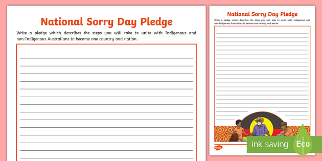 Sorry Day Pledge Worksheet (professor feito) - Twinkl
