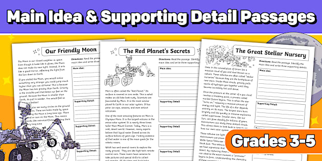 Main Idea and Supporting Detail Passages for 3rd-5th Grade