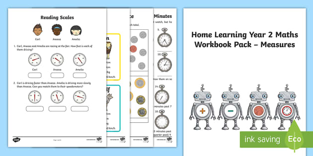 Learning from home Maths Workbook Year 2 Measures Activity Booklet