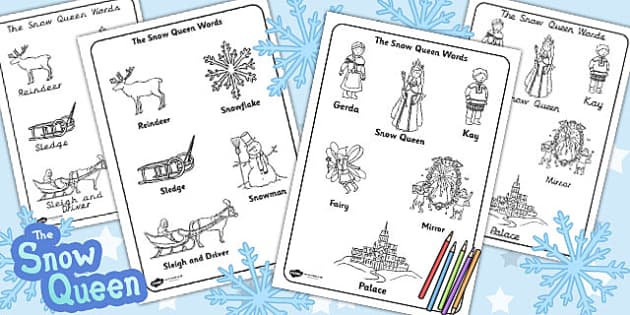 The Snow Queen Words Coloring Sheet (Teacher-Made) - Twinkl