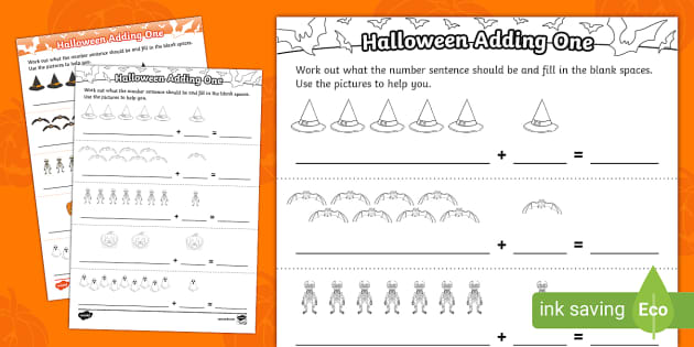 👉 * NEW * Halloween Adding One Worksheet - Twinkl