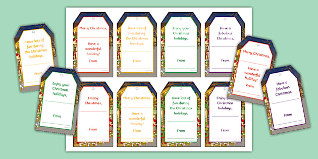 Personalised Christmas Goody Bag Tags (teacher made)