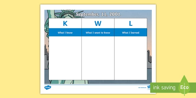 FREE Patriot Day September 11th KWL Chart (teacher made)