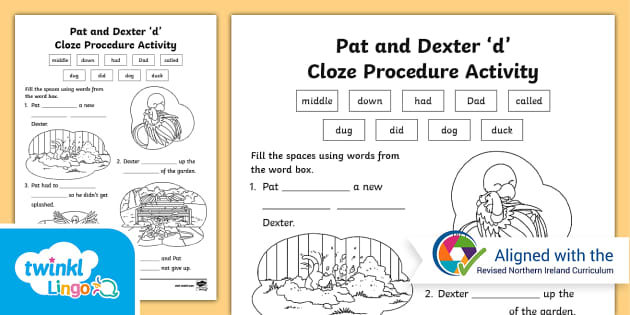 Pat and Dexter 'd' Cloze Procedure Activity - Twinkl