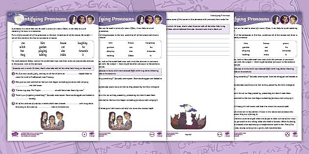 The Witches of Puddlemud Lane Identifying Pronouns Activity