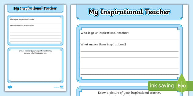 Inspirational Teacher Writing Activity (teacher made)