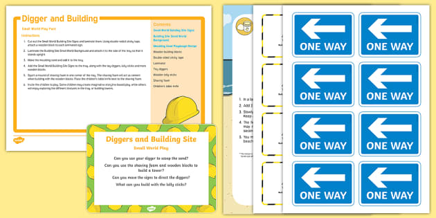 Diggers and Building Site Small World Play Idea and Printable Resource Pack
