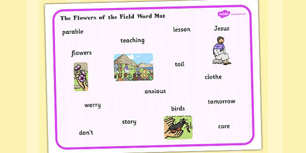 The Flowers of the Field Word Mat (teacher made) - Twinkl
