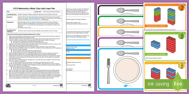 EYFS Same Amount of Snack Counting Activity Adult Input Plan and ...