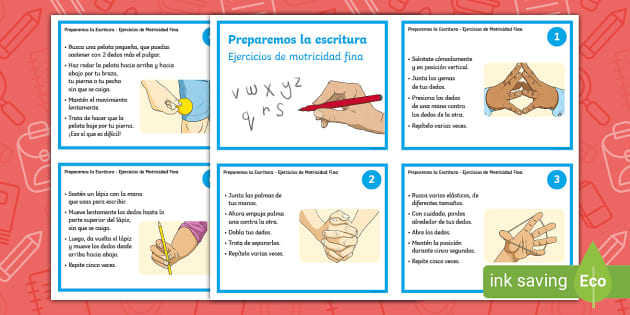 Tarjetas: Preparemos la Escritura - Ejercicios de Motricidad Fina