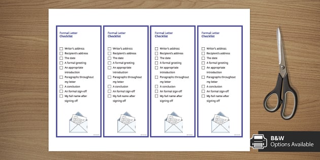 Formal Letter Checklist (teacher made) - Twinkl