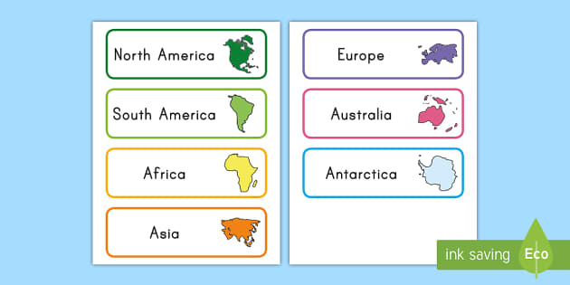 Continents of the World Word Cards (teacher made) - Twinkl