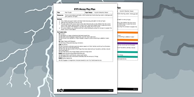 EYFS Rain Clouds Messy Play Plan (teacher made) - Twinkl