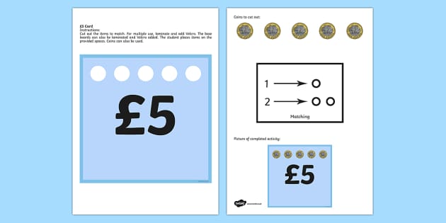 Workstation Pack 1-10 Pound Coin Money Matching Cards