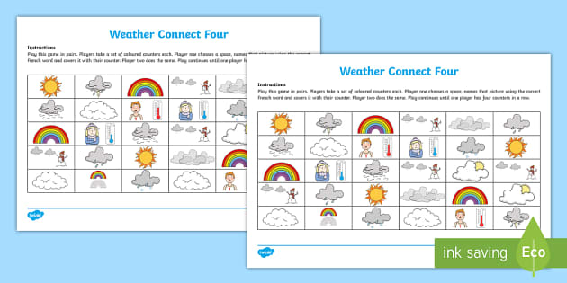 French Weather Game – Connect Four – Learning Resource