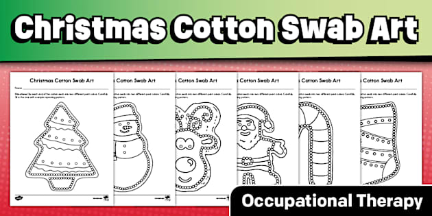 Christmas Occupational Therapy Activities: Cotton Swab Art Fine Motor ...