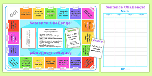 Complex Sentences Challenge Game Game Challenge Complex Complex Sentences Challenge Game Game Challenge Complex