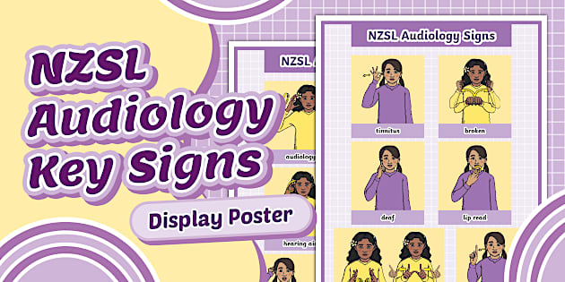 NZSL Audiology Key Signs Display Poster