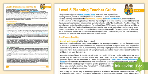 Level 5 Phonics Planning Teacher Guide (teacher made)