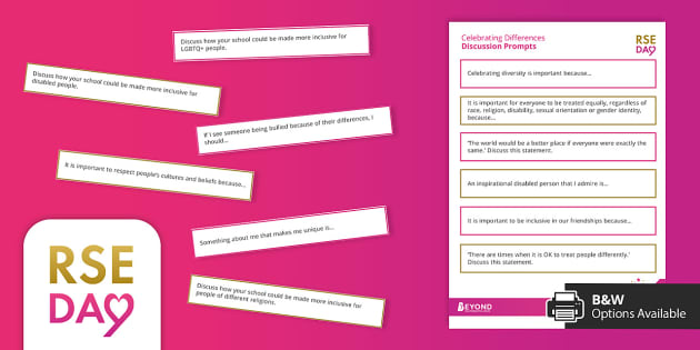 FREE! - Celebrating Differences Worksheet - Discussion Prompts