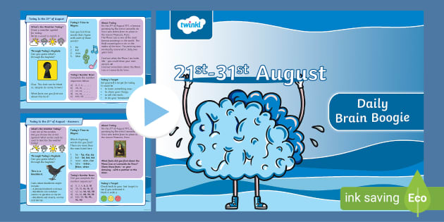 Daily Brain Boogie 21st to 31st August Activity PowerPoint