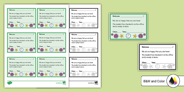 FREE We're So Glad You're Here! Tardy Slip (teacher made)