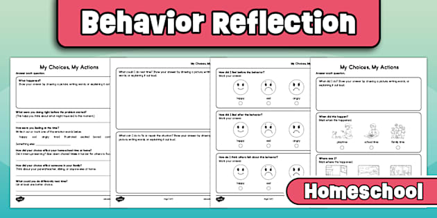 Homeschool Behavior Reflection Activity
