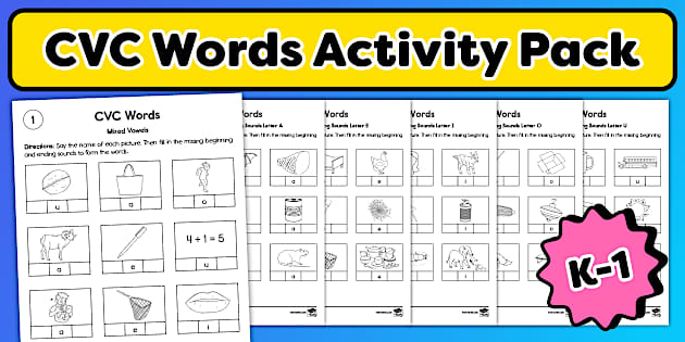 CVC Beginning and Ending Sounds Worksheets Pack | Pre-K/K-2