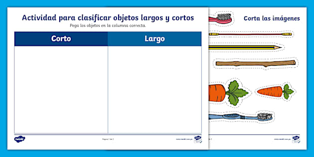 Ficha de actividad: Largo o corto para cortar y pegar