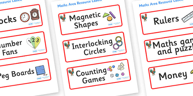 Rooster Themed Editable Maths Area Resource Labels - Twinkl