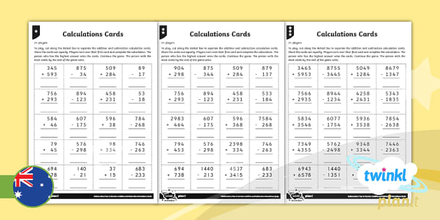 Year 4 Number: Add and Subtract Cards Home Learning Tasks