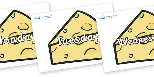 FREE! - Days of the Week on Cheese (profesor hizo) - Twinkl