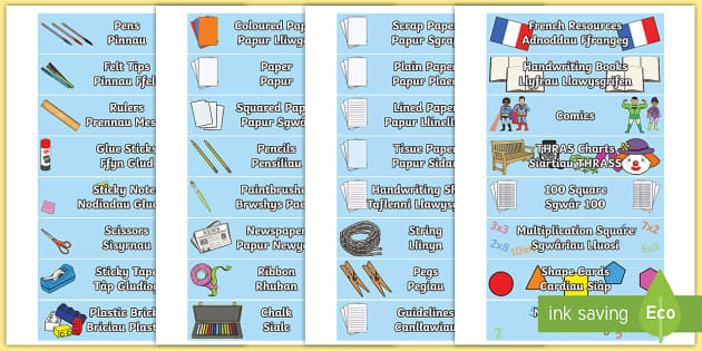FREE! - Welsh Classroom Equipment Labels | Welsh Teaching Resources