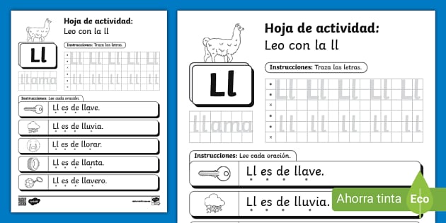 Hoja de actividad: Leo con la ll (teacher made) - Twinkl