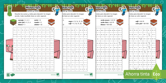 Guía de trabajo Resolver sumas y restas para colorear