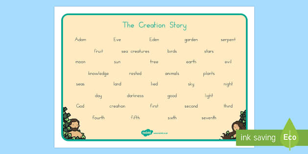 Adam and Eve Creation Story Word Mat (teacher made) - Twinkl