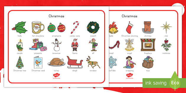 Christmas Word Mats (teacher made) - Twinkl