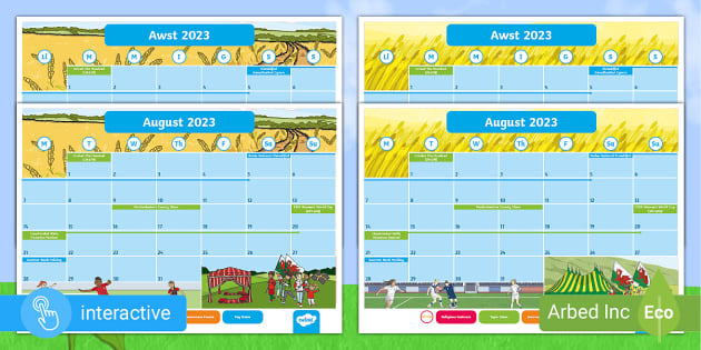 FREE! - Calendr Digwyddiadau Mis Awst/August Events Calendar 2024