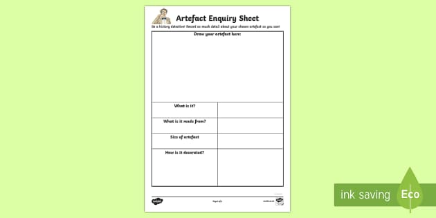 History Detective Artefact Enquiry Worksheet / Worksheet
