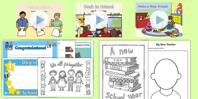 CfE Early Level First Day at School Resource Pack - Twinkl