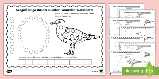 Seagull Bingo Dauber Number Formation Worksheets | Twinkl