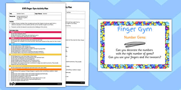 EYFS Number Gems Finger Gym Activity Plan and Prompt Card Pack