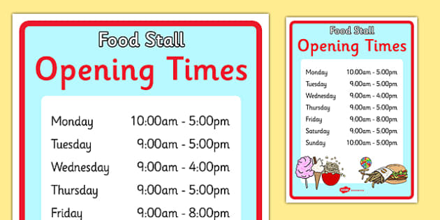 The Fairground Role Play Opening Times (teacher made)