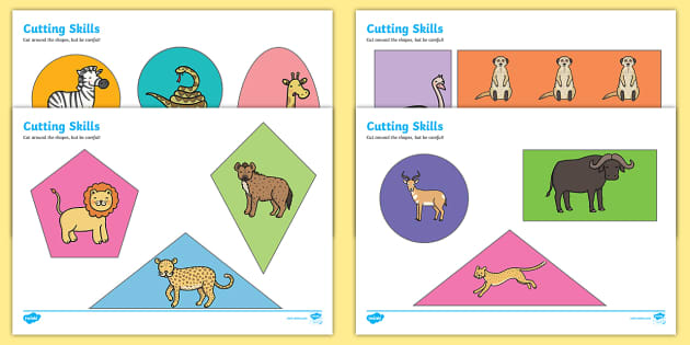 Safari Themed Cutting Skill Worksheet / Worksheets- jungle, fine motor ...