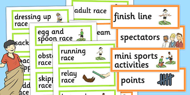 Sports Day Vocabulary Cards - ESL Sports Day Vocabulary