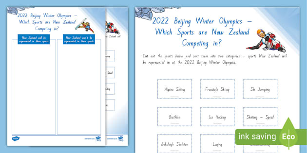2022 Winter Olympics Activity - Sport Sorting - Twinkl NZ