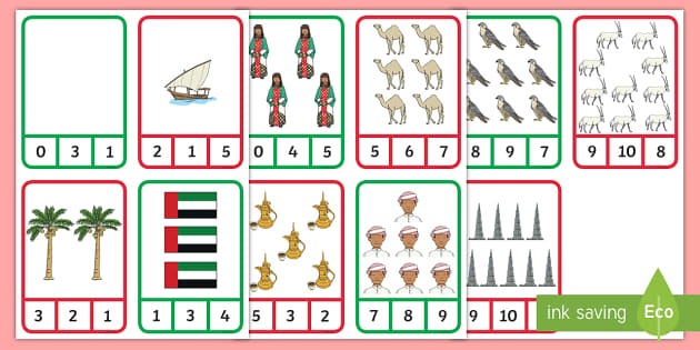 National Day Number Recognition Clip Card Activity