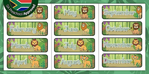 New Lion Themed Months Of The Year Cards Teacher Made