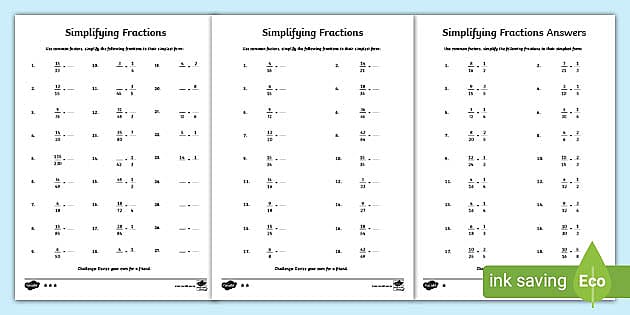 Simplifying Fractions - Intermediate Phase (teacher made)