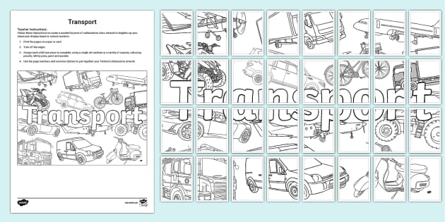 Transport Collaborative Colouring - Twinkl - KS1 - Twinkl